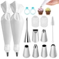 9-Piece Reusable Piping Bags and Tips Set- Cotton Baking Kit with ...