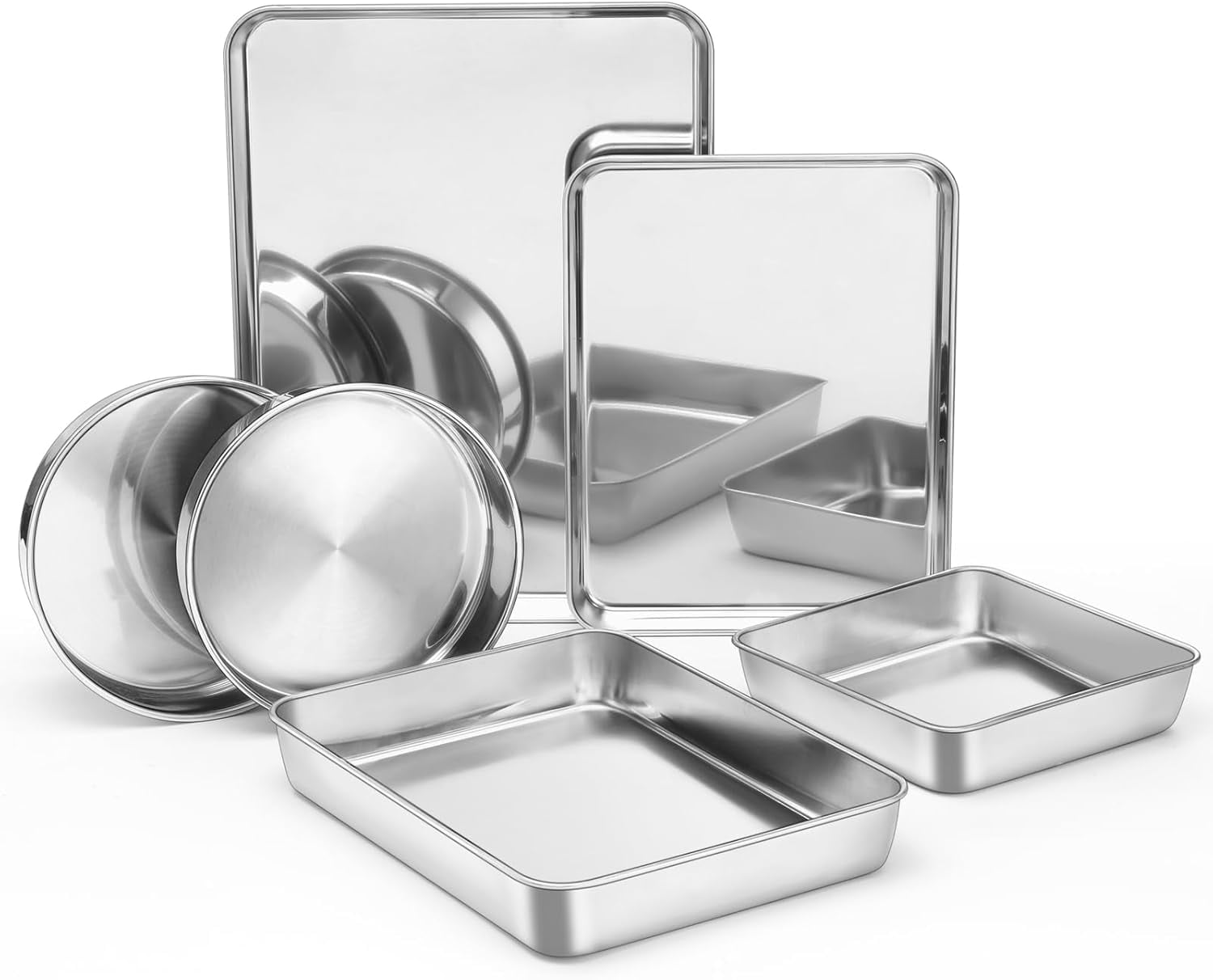 9-Piece Stainless Steel Bakeware Set with Baking Sheet Round Square ...