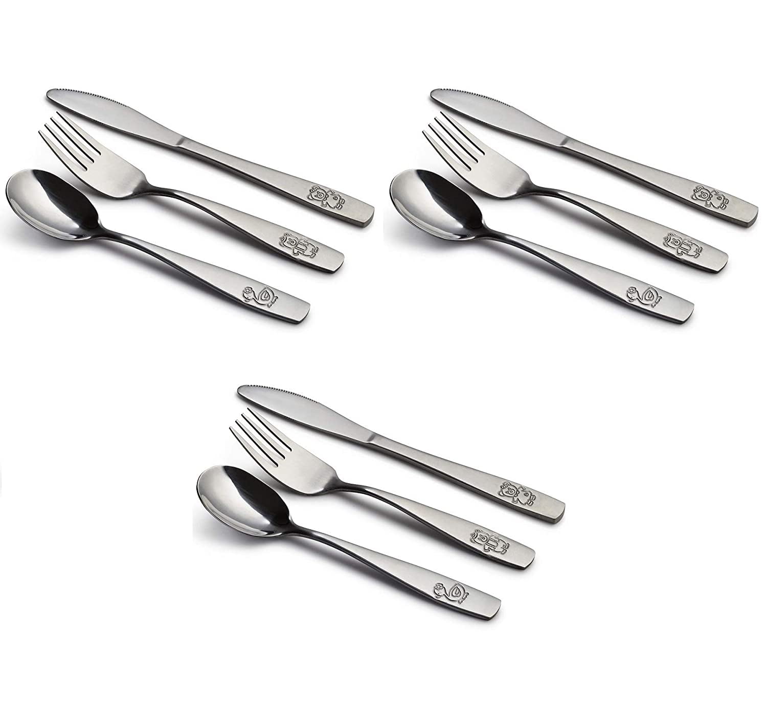 9-Piece Kids Stainless Steel Cutlery Set, Includes 3 Knives, 3 Forks, 3 ...