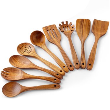 Guirnd 18 Pcs Wooden Spoon for Cooking,High Temperature Non-Stick Teak ...