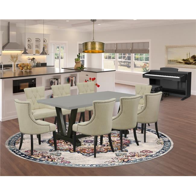 9 Piece V-Style Kitchen Dining Set - Light Beige & Cement - Walmart.com