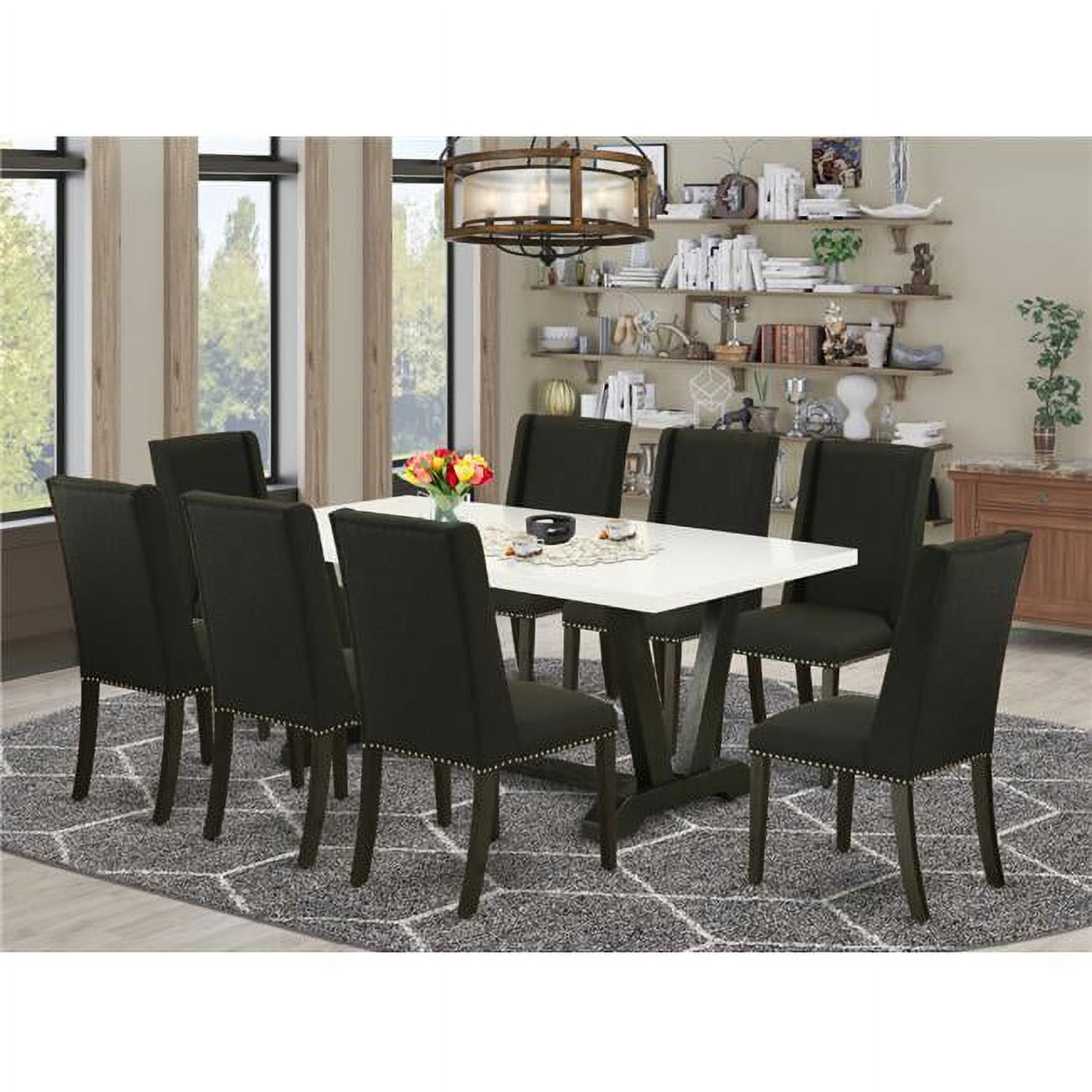 9 Piece V-Style Kitchen Furniture Set - Black - Walmart.com