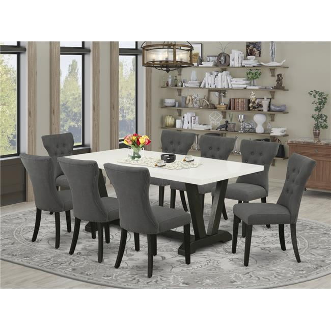 9 Piece V-Style Kitchen Table Set - Dark Gotham Gray - Walmart.com