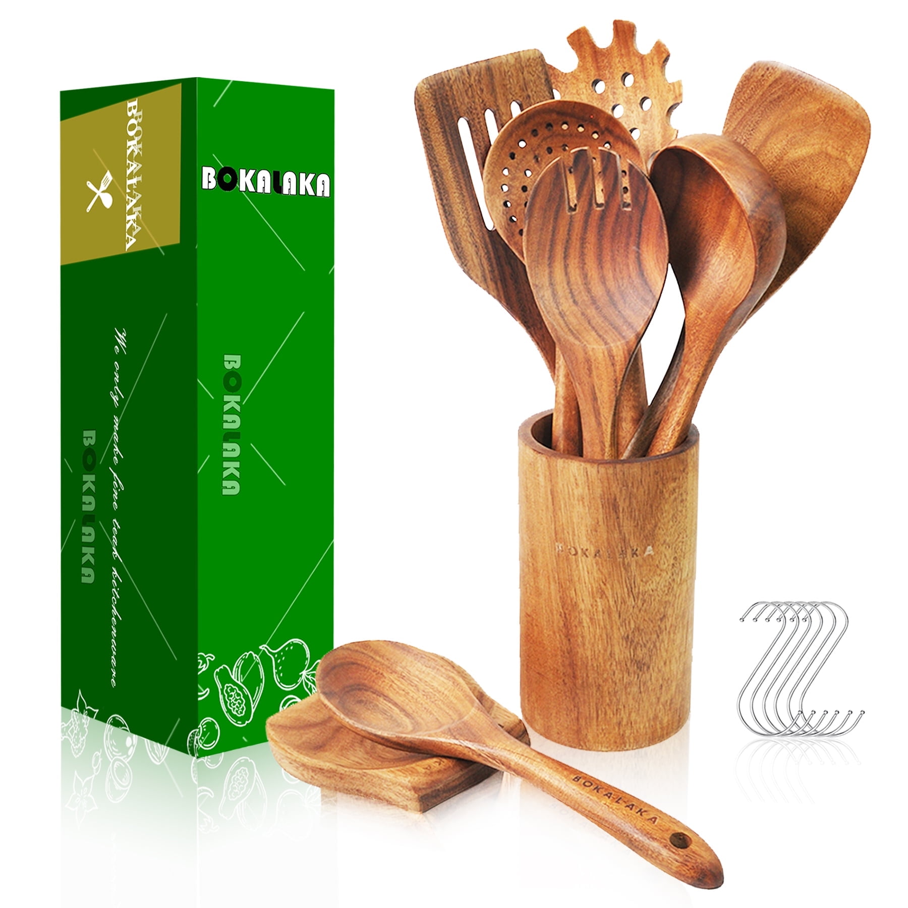 9-Piece Wooden Spoons for Cooking-Comfort-Grip Wooden Utensils for ...