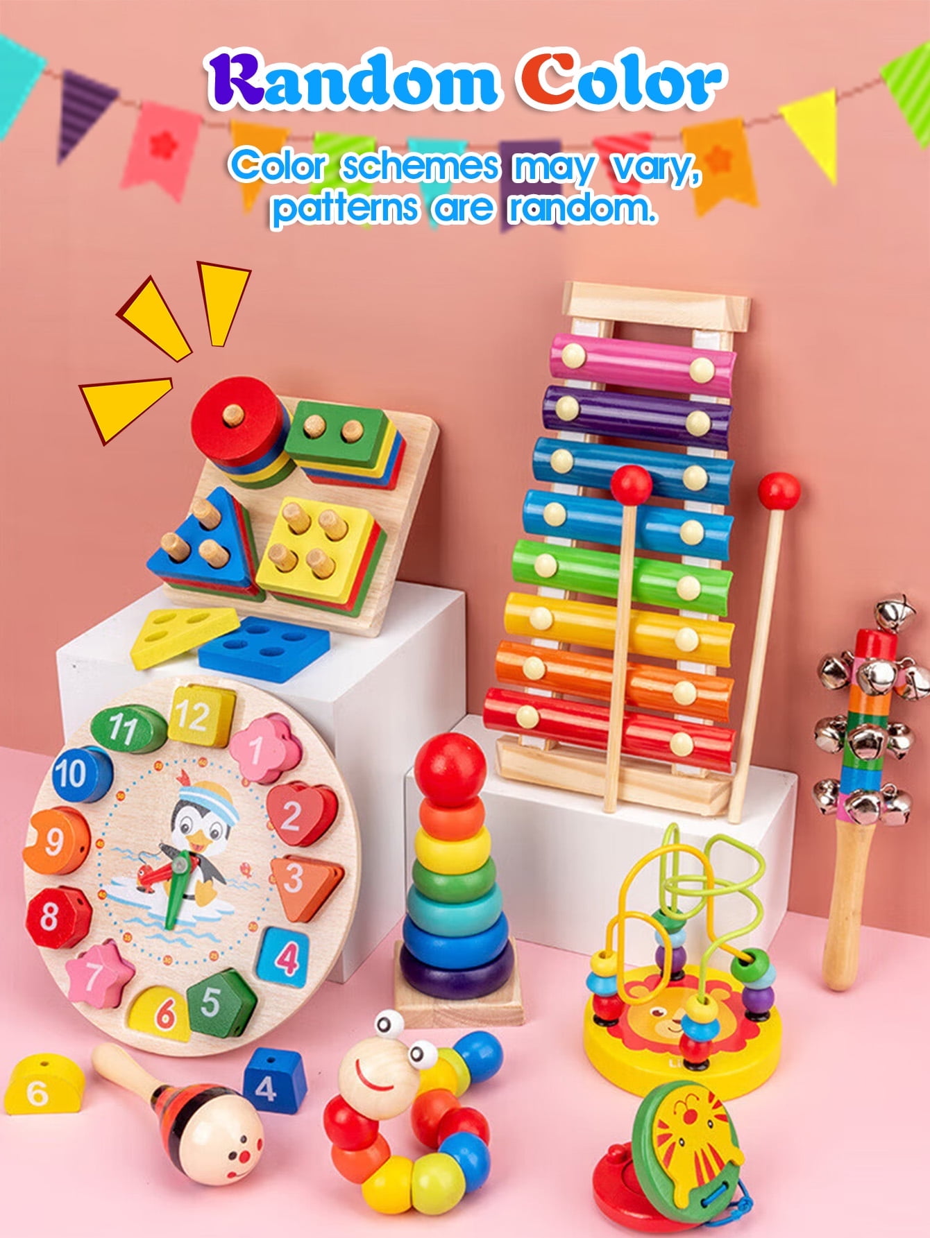 9-Piece Wooden Toddler Learning Set – Montessori Musical & Educational ...