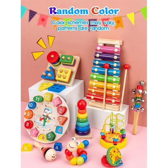 9-Piece Wooden Toddler Learning Set – Montessori Musical & Educational ...