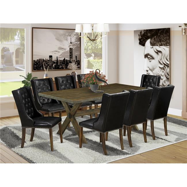 9 Piece X-Style Dinette Set - Distressed Jacobean - Walmart.com