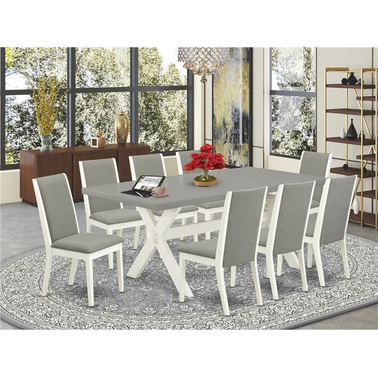 9 Piece X-Style Dining Room Set - Linen White - Walmart.com