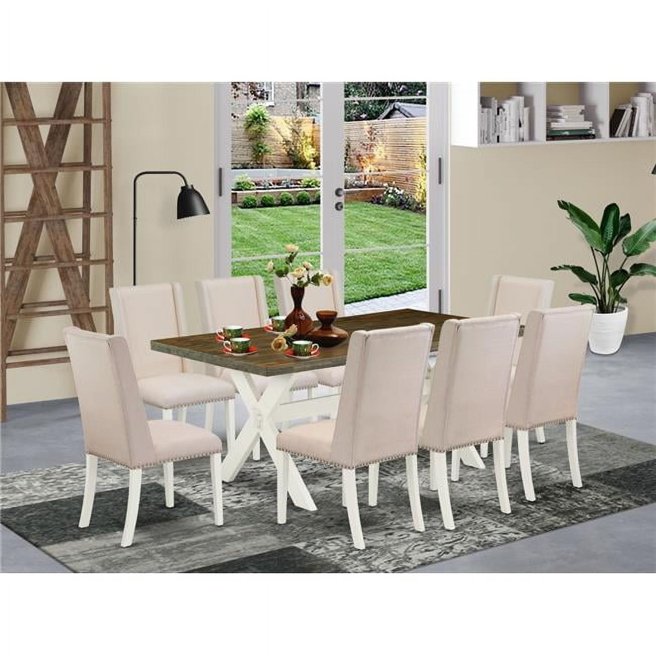 9 Piece X-Style Kitchen Table Set - Cream - Walmart.com