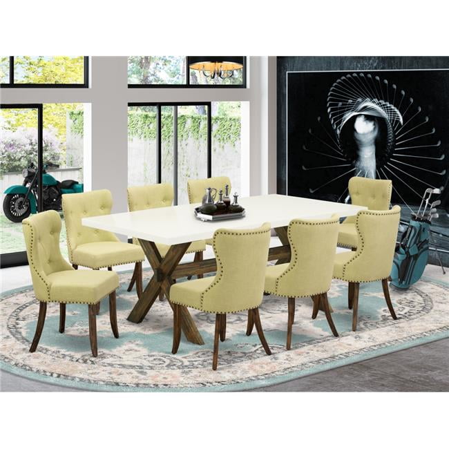 9 Piece X-Style Modern Dining Set - Distressed Jacobean - Walmart.com
