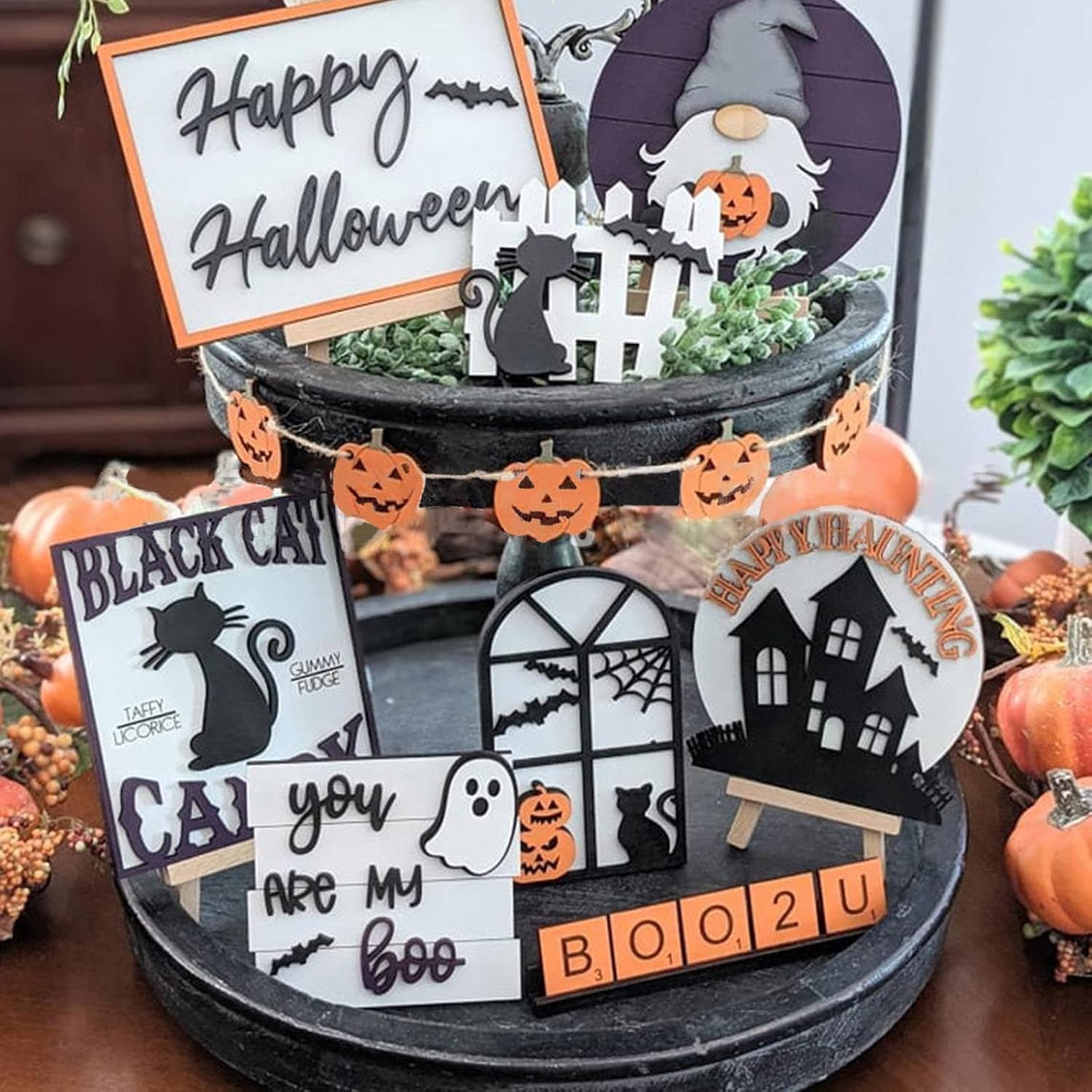 9 Pieces 2022 Halloween Decor Tiered Tray Decor Set New Design Black ...