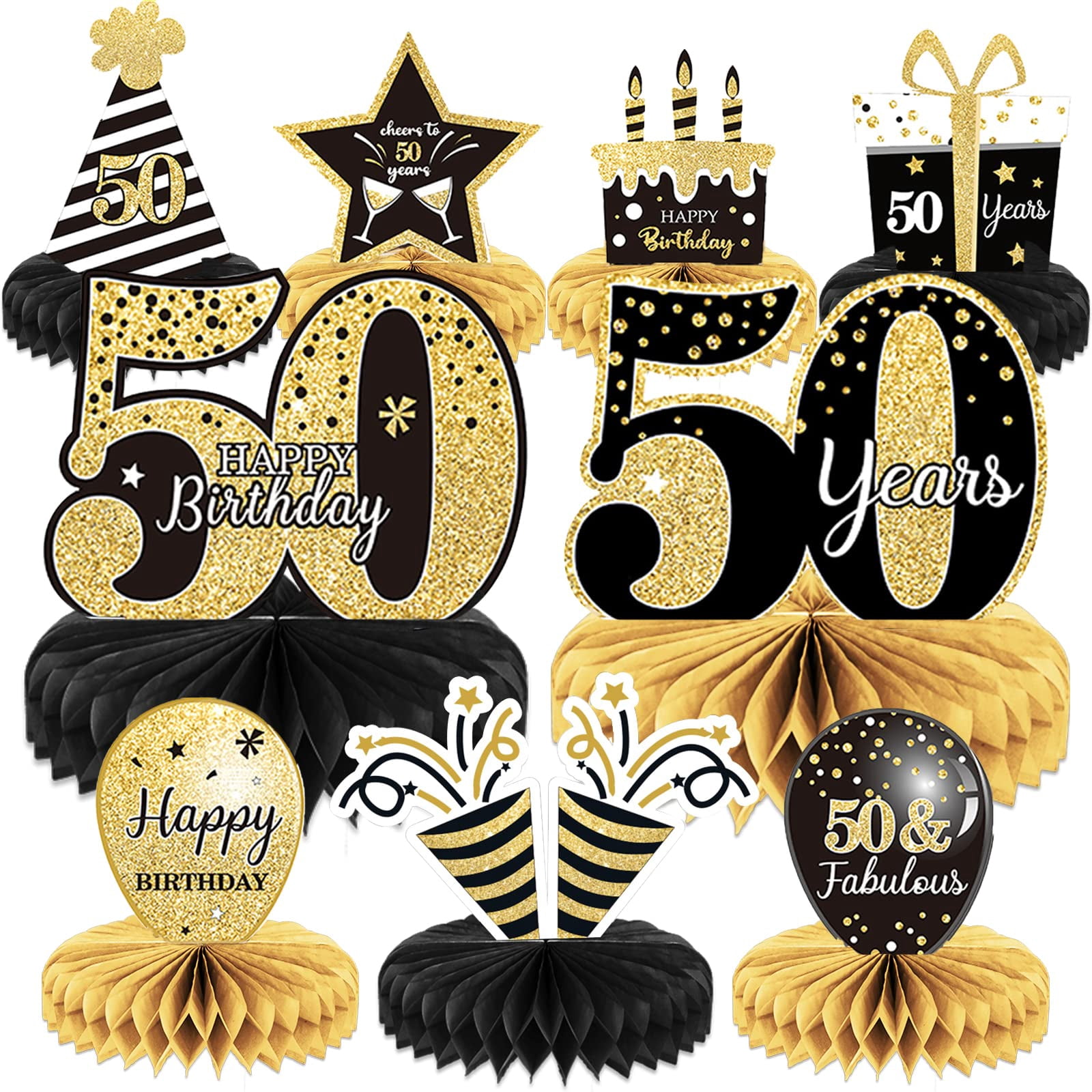 9 Pieces 50th Birthday Decoration 50 th Birthday Centerpieces for ...