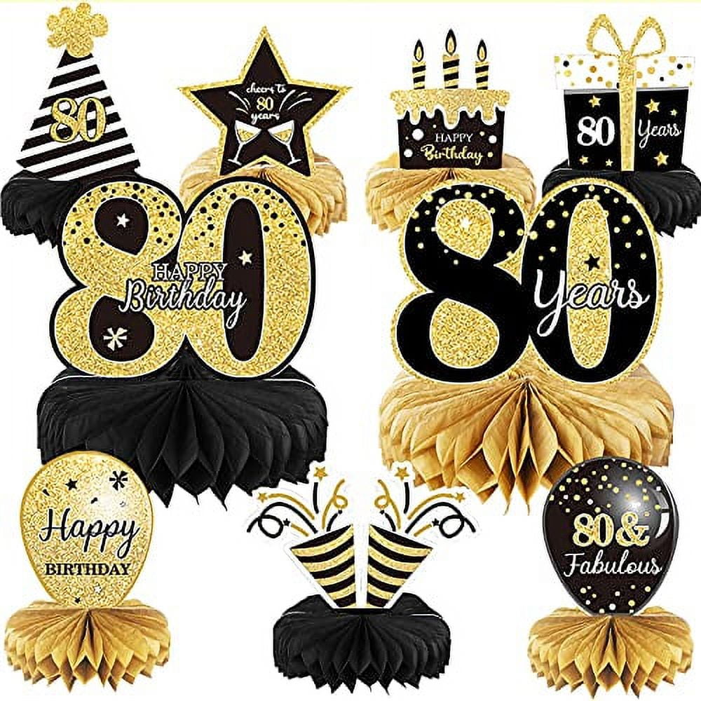 9 Pieces 80th Birthday Decoration 80th Birthday Centerpieces for Tables ...