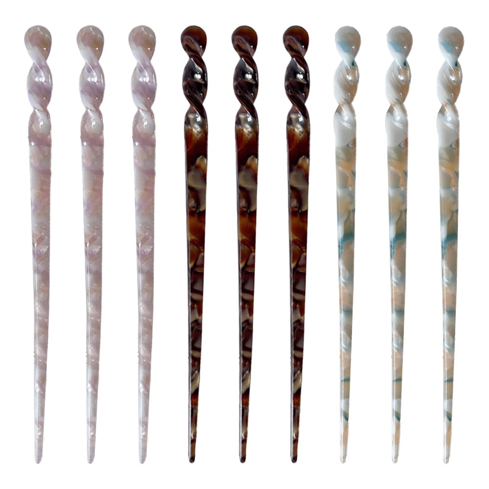 9 Pieces Acetate Hair Sticks Styling Hair Vintage Print Tortoise Shell ...