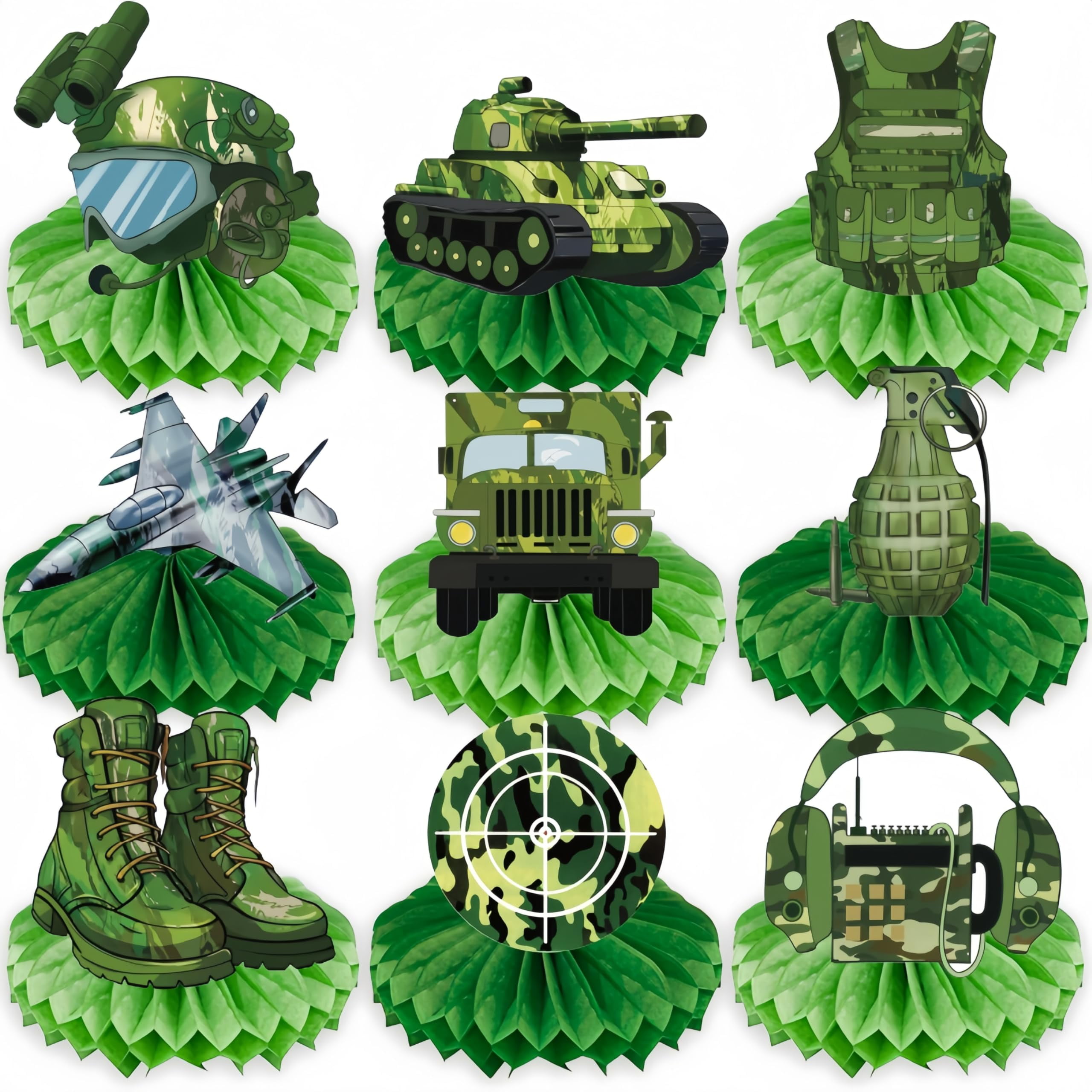 9 Pieces Army Party Decorations Camouflage Birthday Party Military ...