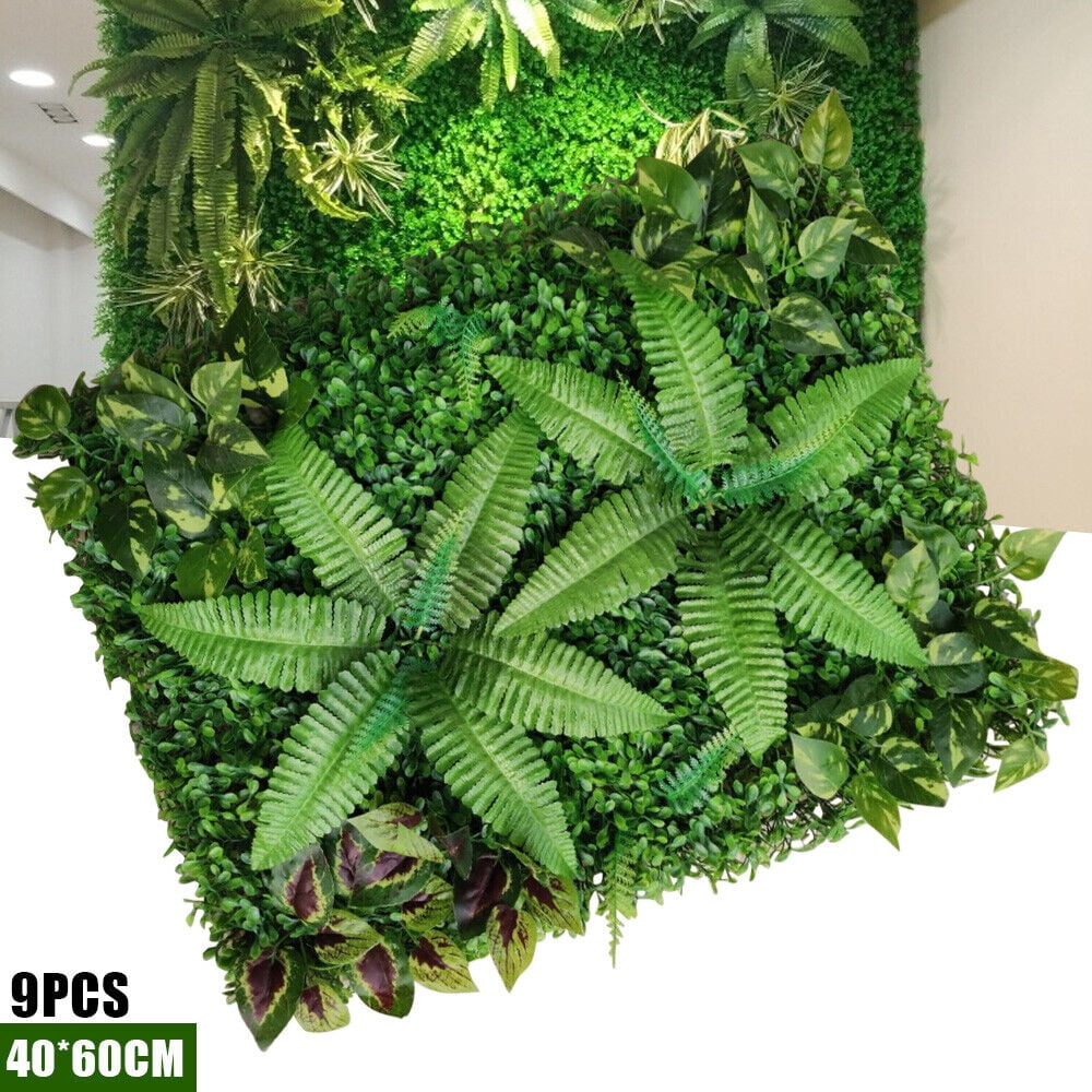 9 Pieces Artificial Panels Greenery Wall Hedge Grass Fence Foliage ...