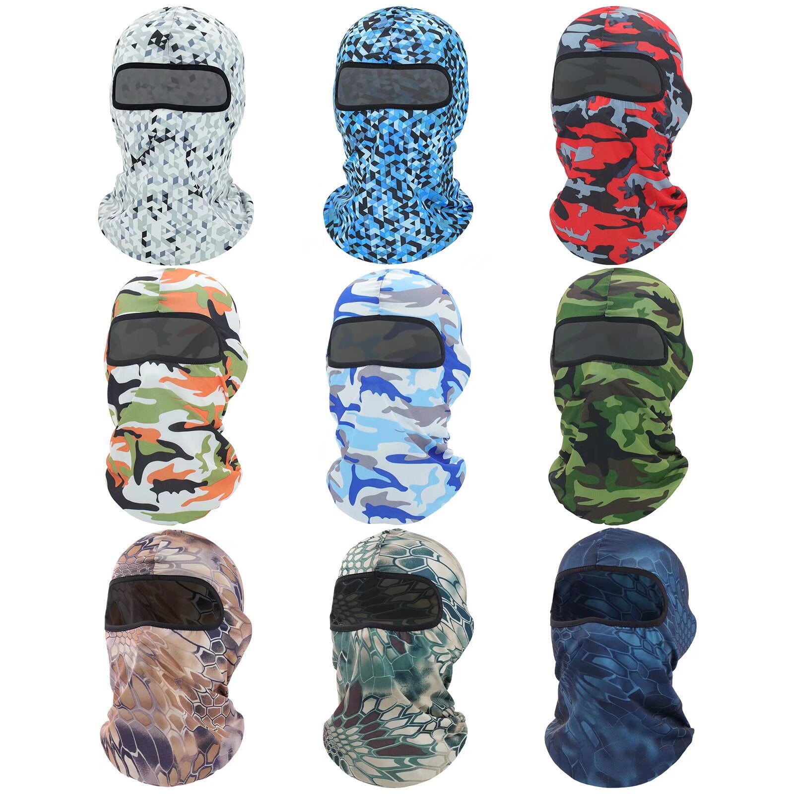 9 Pieces Balaclava Full Face Mask Ski Mask Neck Gaiter for Outdoor ...