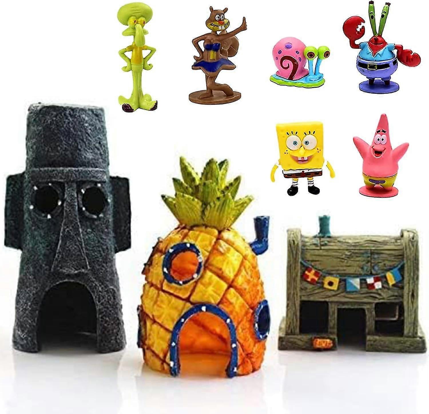 9 Pieces Cartoon Fish Tank Decoration, Resin Cave, Fish And Shrimp ...