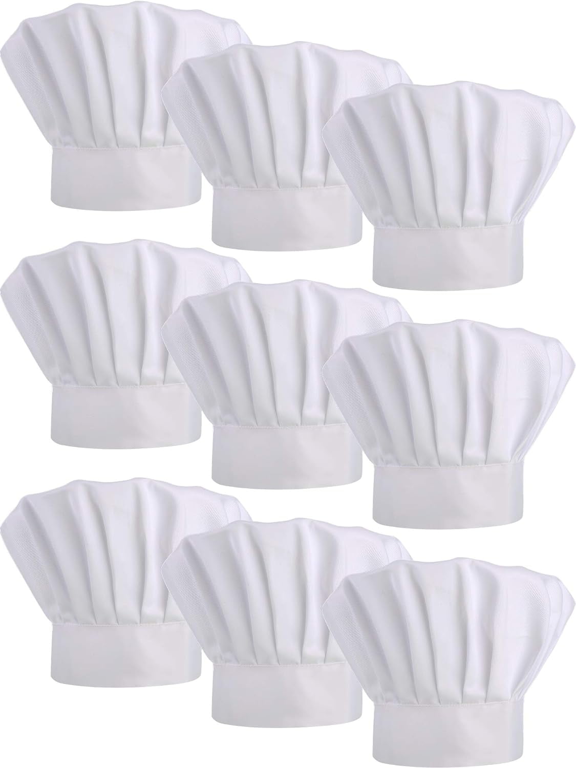 9 Pieces Chef Hats Adjustable Cooking Hat Elastic Kitchen Baker Caps ...
