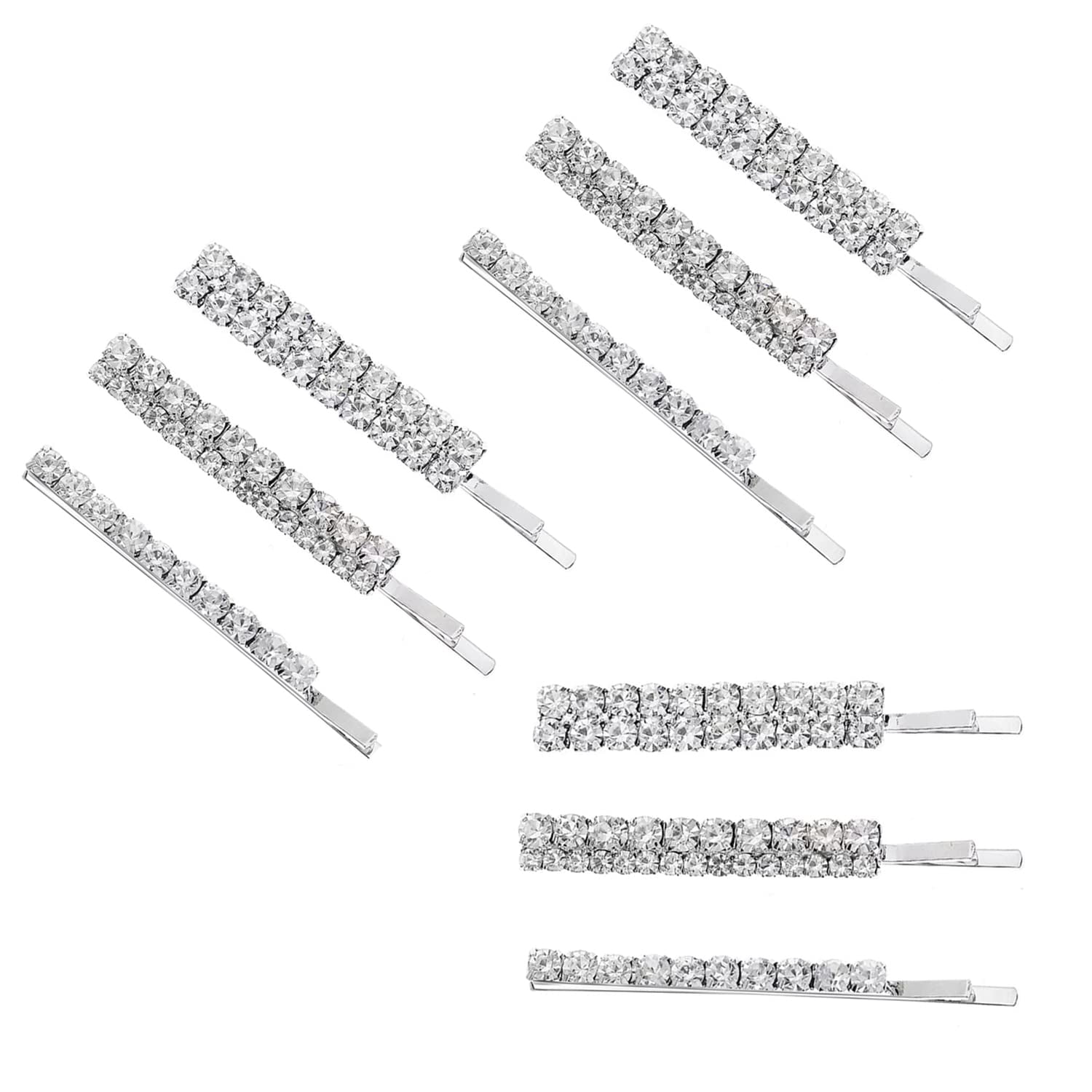 9 Pieces Clear Rhinestone Hair Clips for Women, Silver Crystal Bobby ...