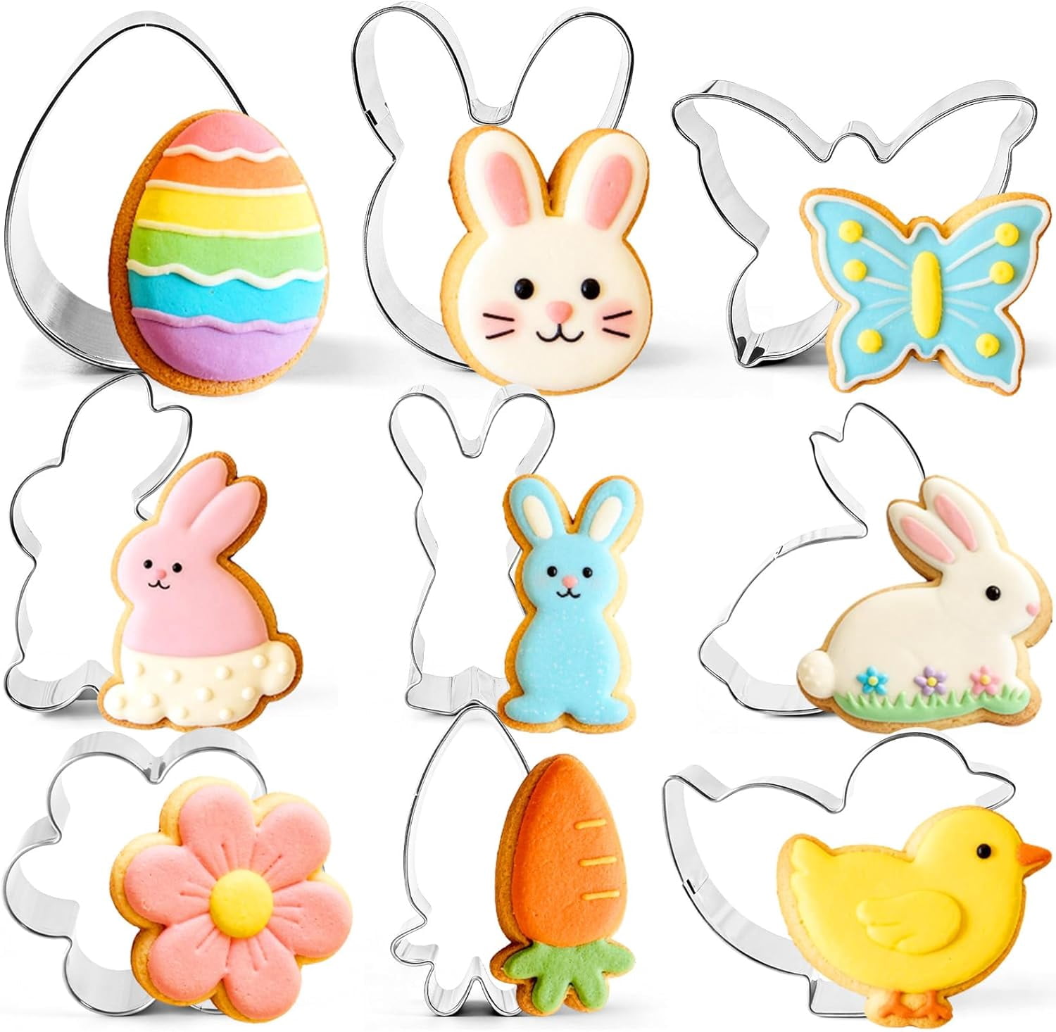 9 Pieces Easter Cookie Cutters Set - Cute Holiday Themed Cutter ...