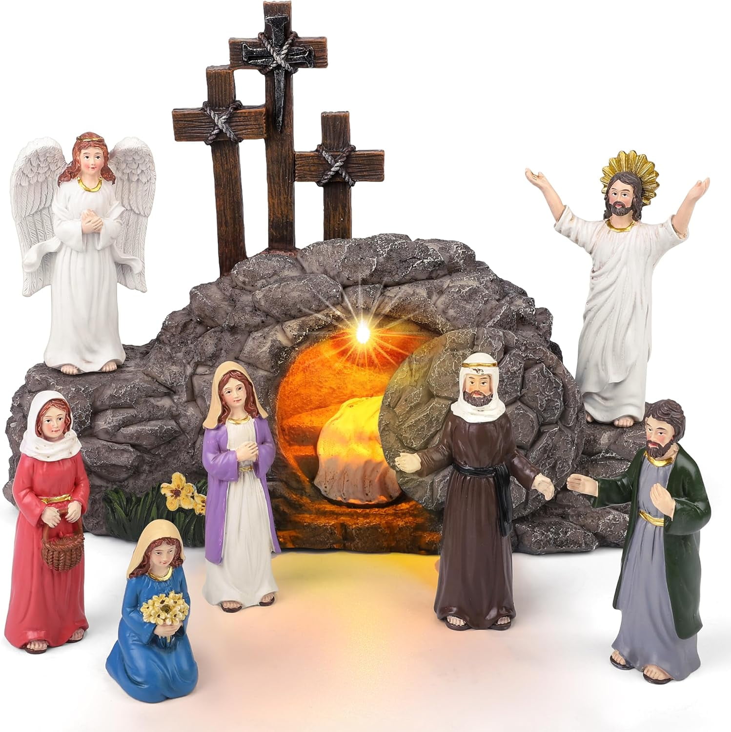 9 Pieces Easter LED Cross Shaped Resin Table Decor Resurrection of ...
