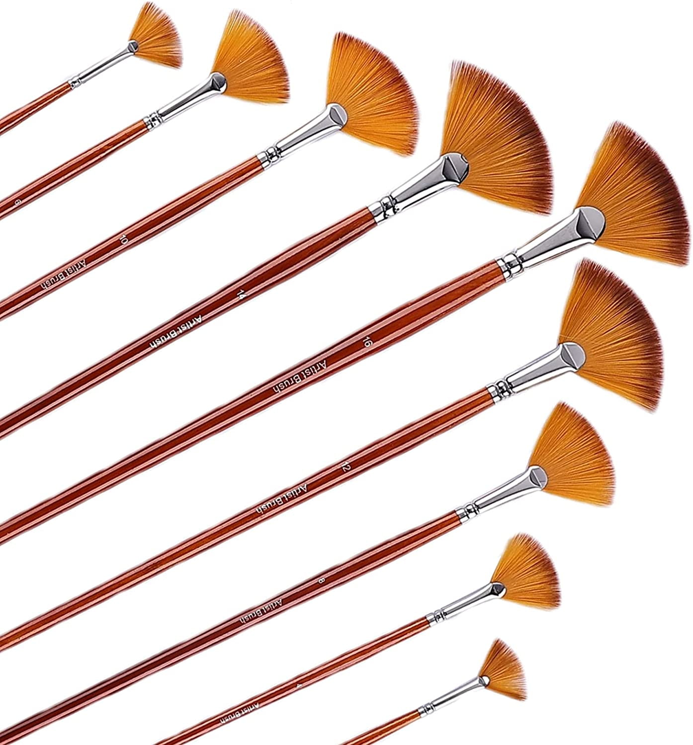 9 Pieces Fan Paint Brushes Set, Happon Professional Artist Fan Brush ...
