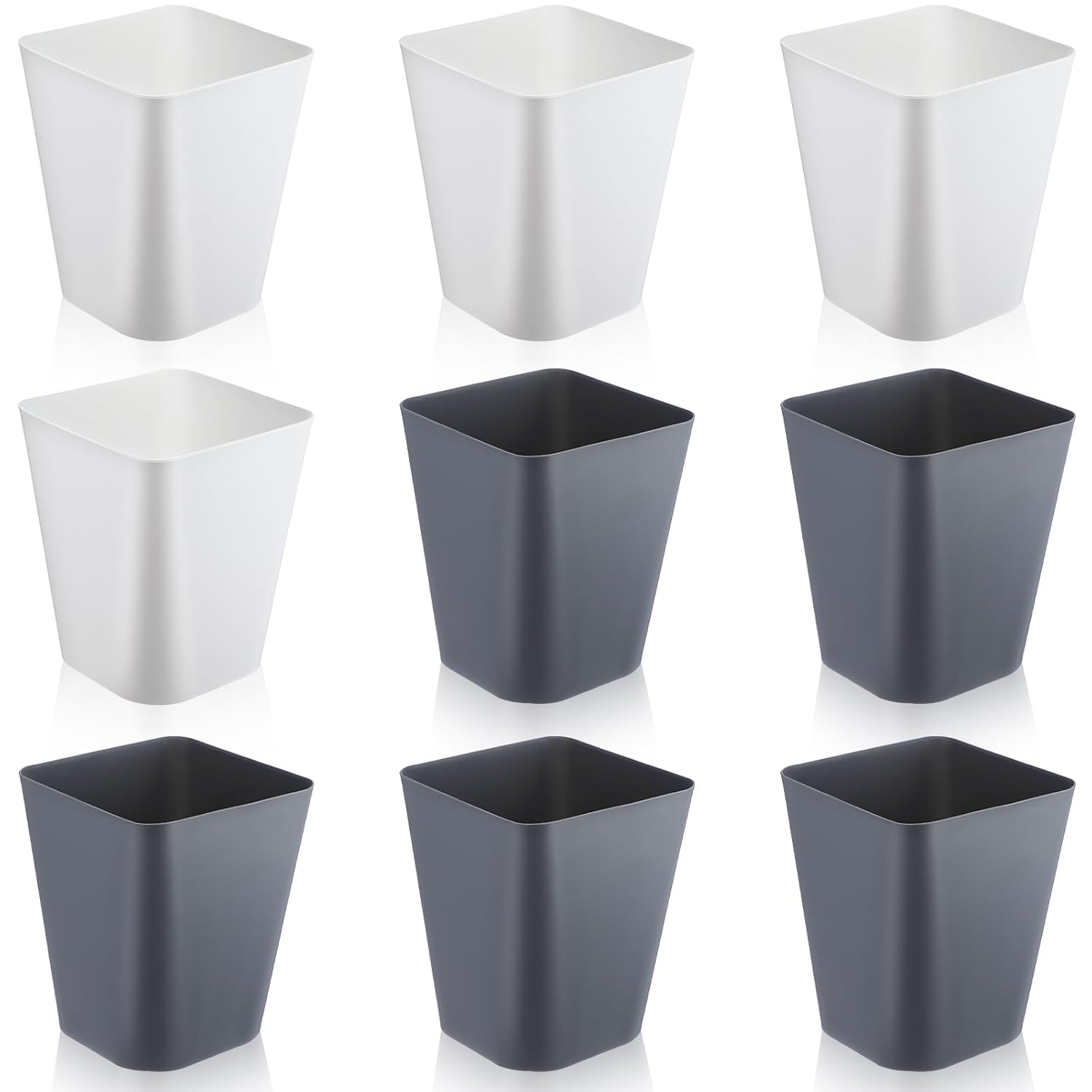 9 Pieces Garbage Can 2 Gallon Small Trash Cans Bulk Bathroom Trash Bin ...