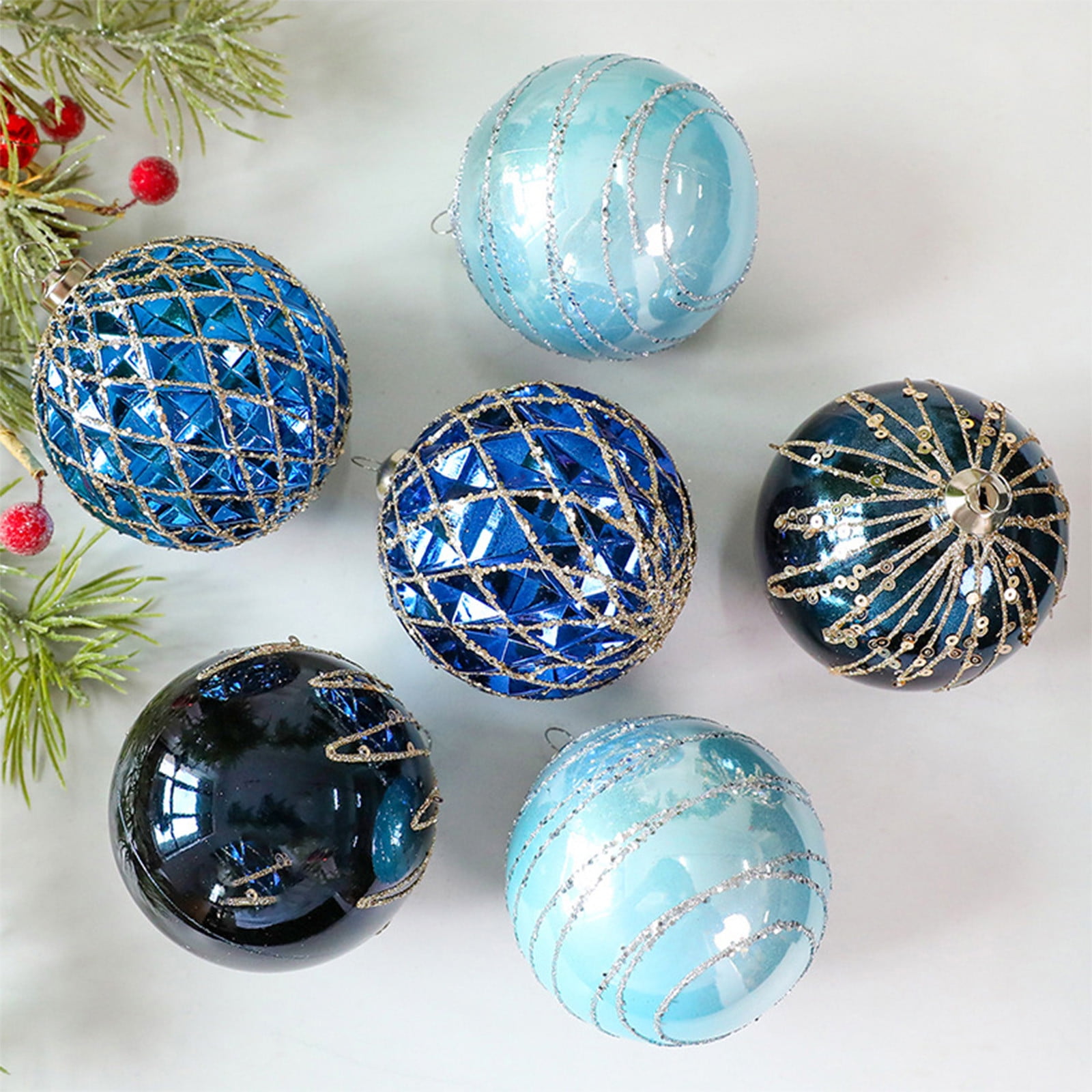 9 Pieces Glitter Christmas Ball Ornaments Rhinestone Sequin Christmas ...