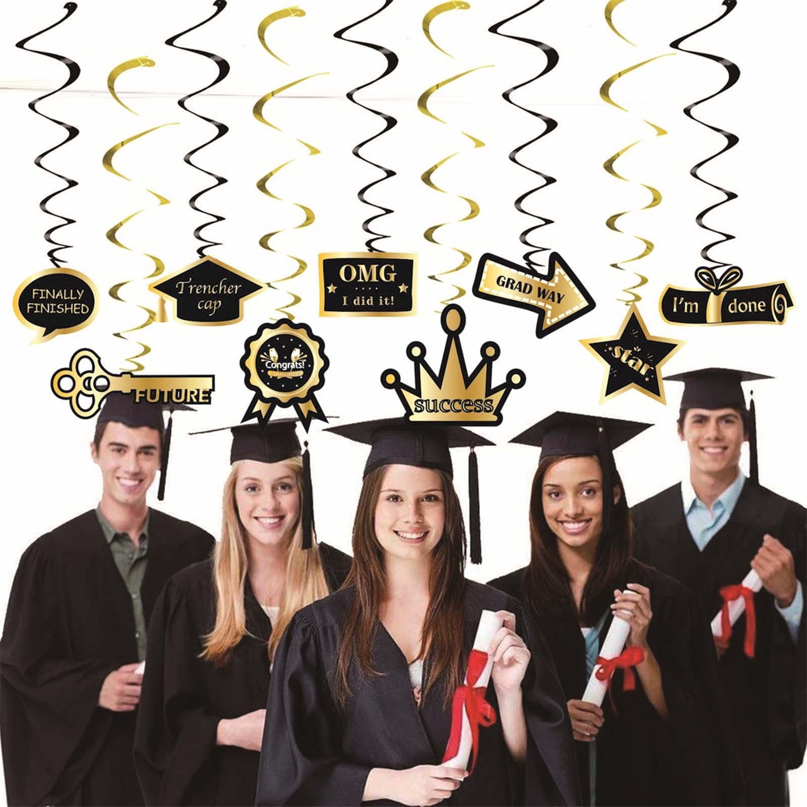 9 Pieces Graduation Party Decorations, Congrats Grad Hanging Swirl ...
