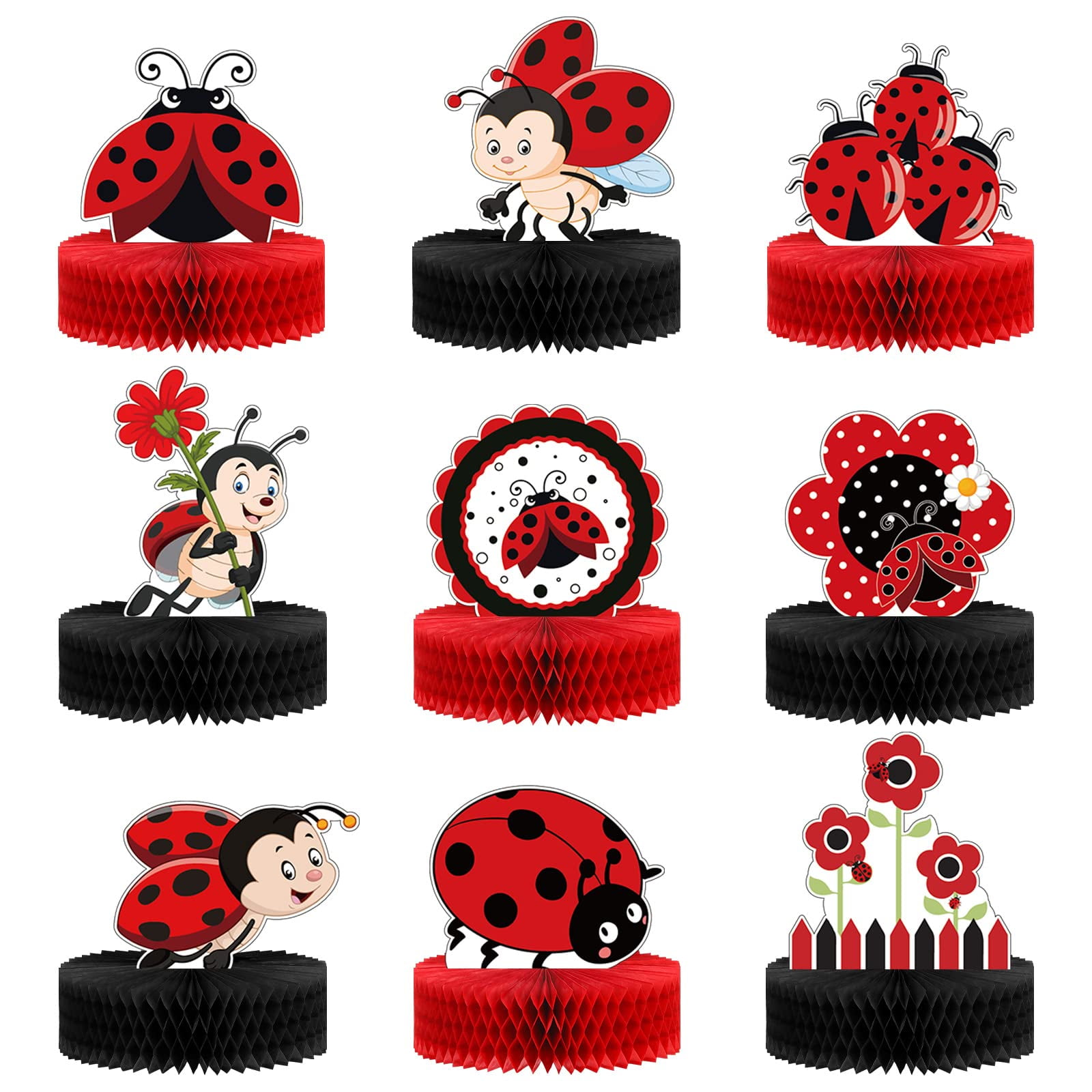 9 Pieces Ladybug Party Honeycomb Centerpieces Ladybug Themed Party ...
