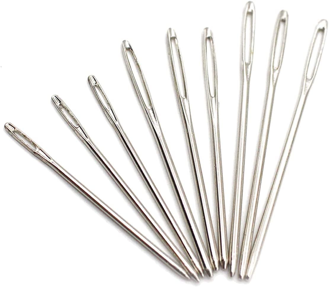 9 Pieces Large Eye Hand Sewing Needles, Stainless Steel Big Eye ...