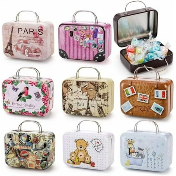 9 Pieces Mini Suitcase Party Favor Box, 3x2.2x1.4 Inches Little Luggage ...