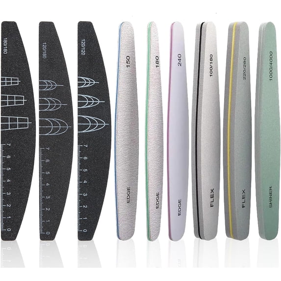 9 Pieces Nail Files and Buffers, Nail Files for Natural Nails, Emery ...