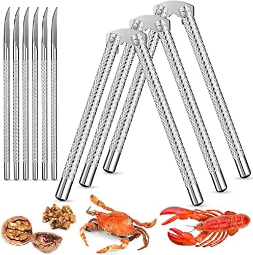 9 Pieces Nut Cracker Tool with 3 Nut Crackers and 6 Picks Stainless ...