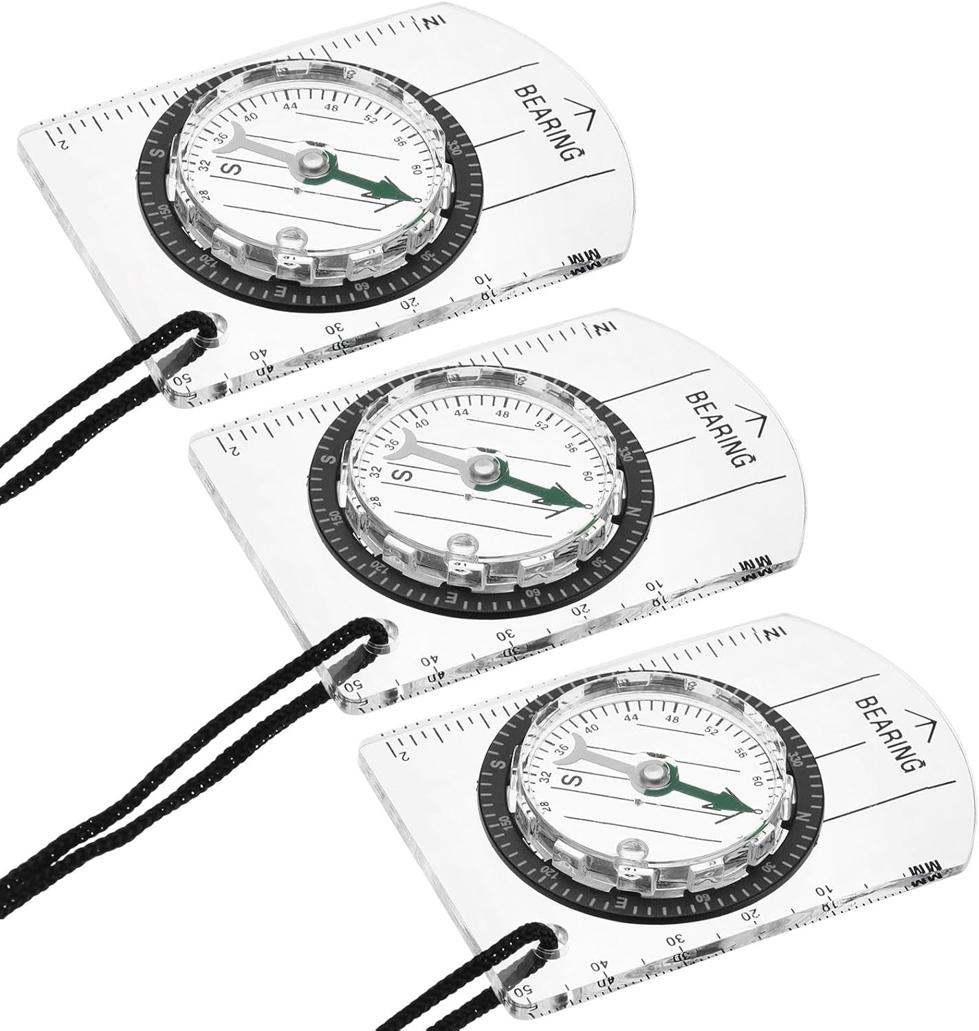 9 Pieces Orienteering Compass Hiking Backpacking Camping Compass Map ...