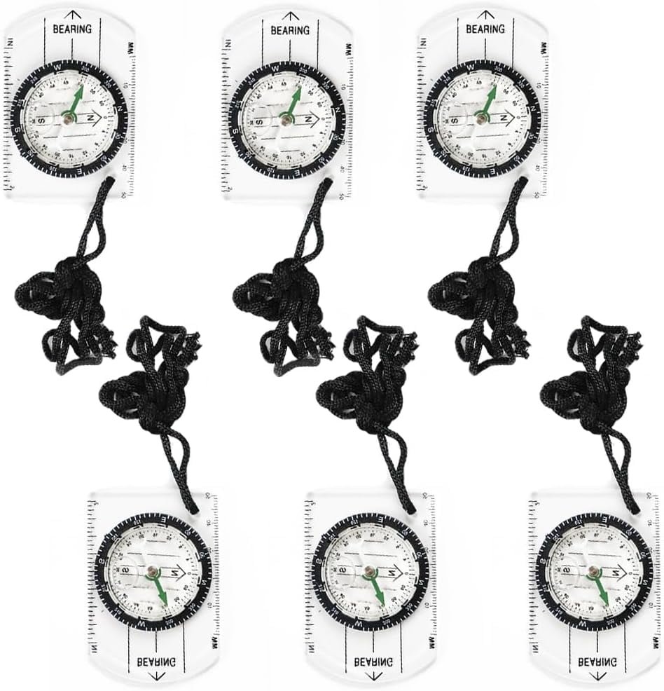 9 Pieces Orienteering Compass Hiking Backpacking Camping Compass Map ...