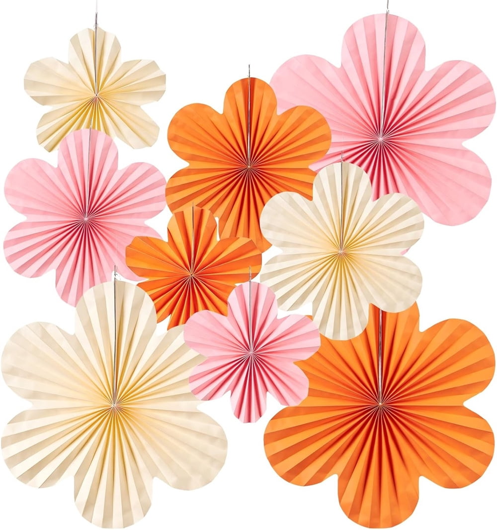 9 Pieces Paper Fans,Paper Flowers Decorations for Floral Backdrop Decor ...