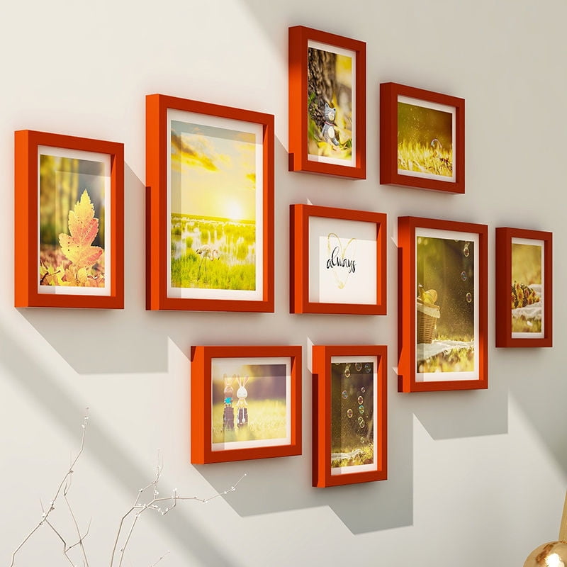 9 Pieces Photo Wall Photo Frame Wall-Mounted Punch-Free Custom Photo ...