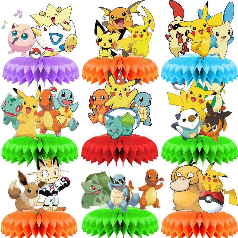 9 Pieces Pikachu Table Decorations Honeycomb Centerpieces for Tables 3D ...