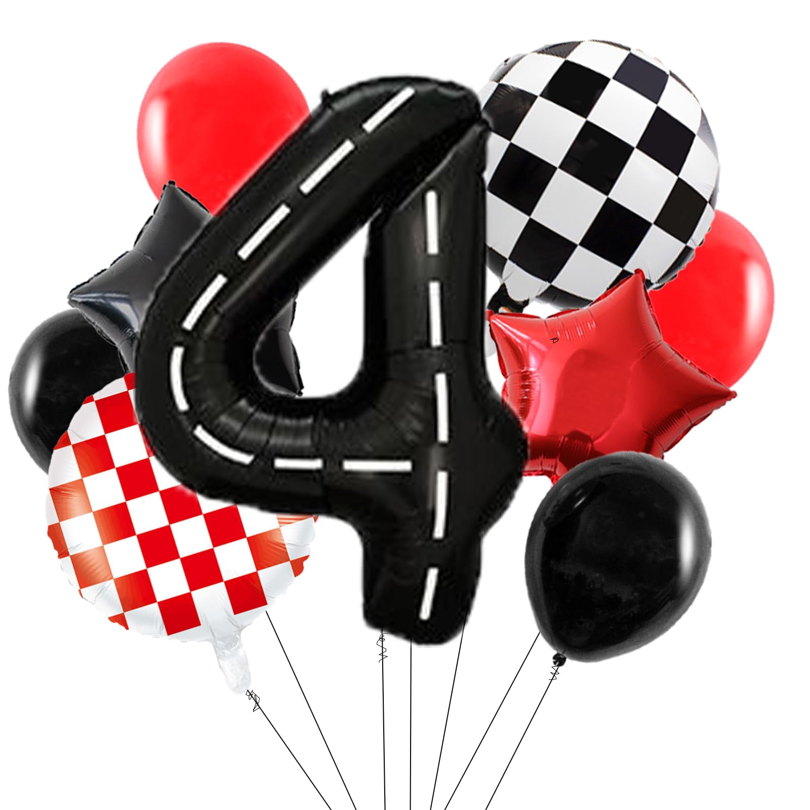 9 Pieces Race Track Balloon Set ZLK1 - 40 Road Number 4 Foil Balloon ...