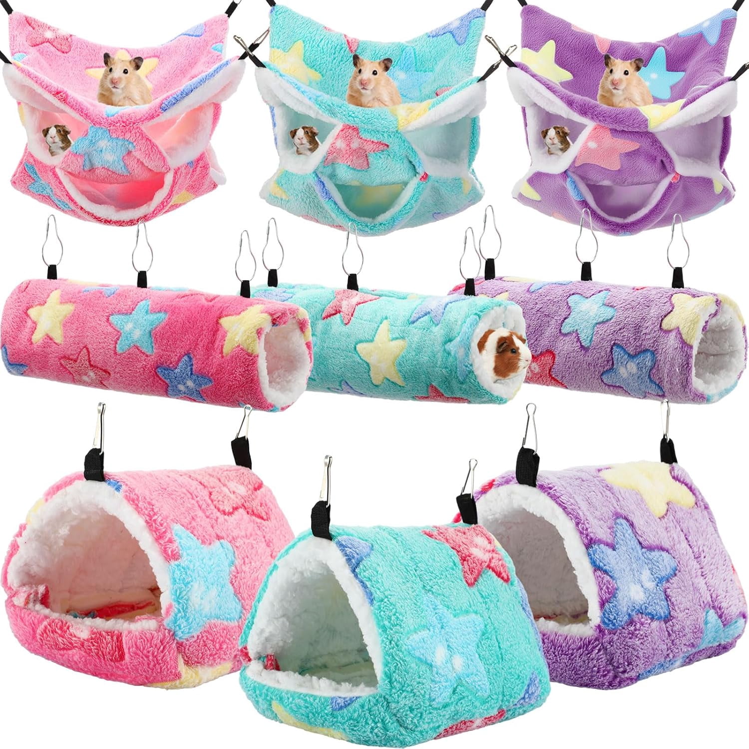 9 Pieces Rat Hammock Guinea Pig Ferret Hammocks Small Pet Hanging ...