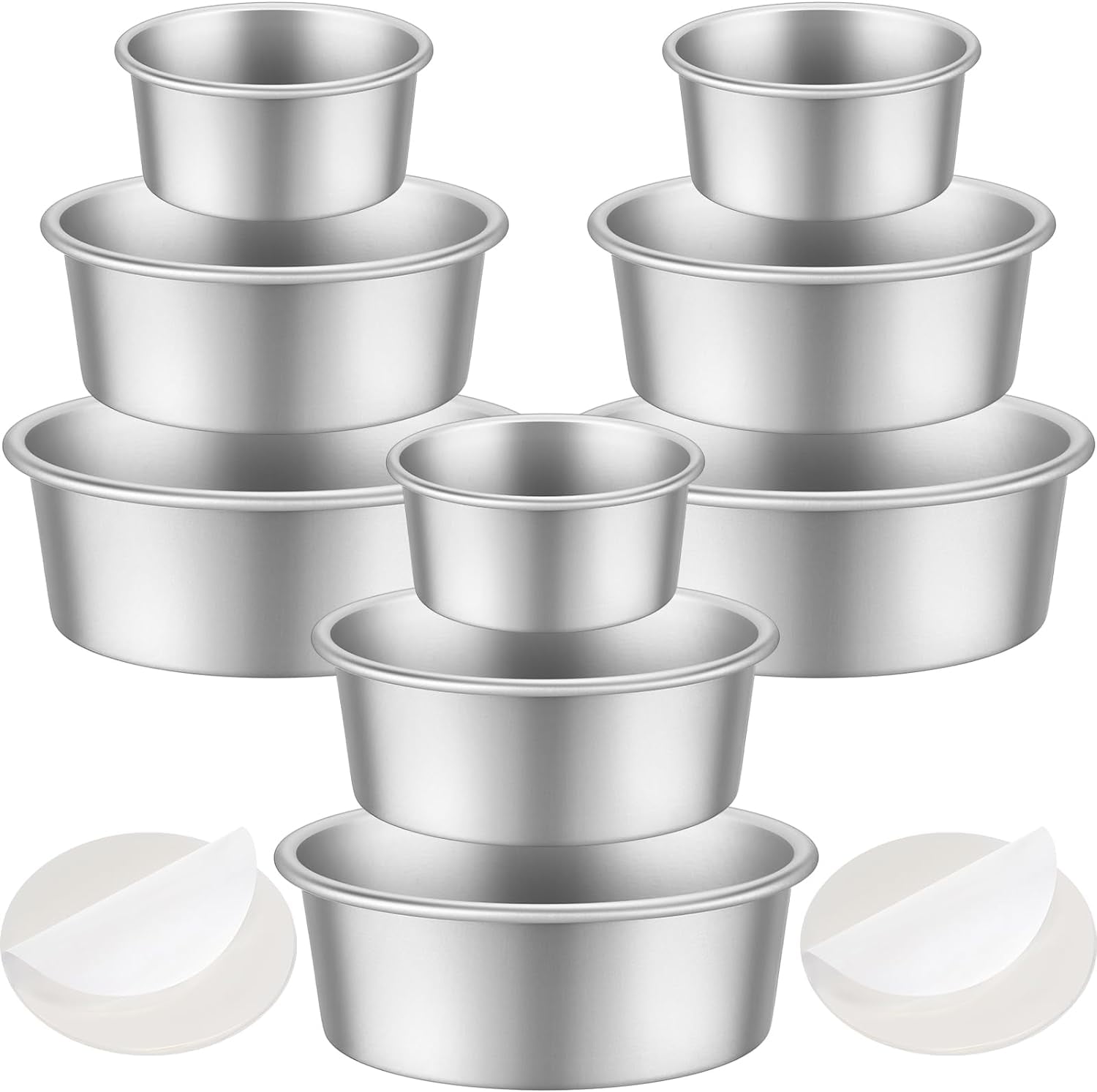 9 Pieces Round Cake Pans Aluminum Set Non Stick Small Cake Pans Sets ...