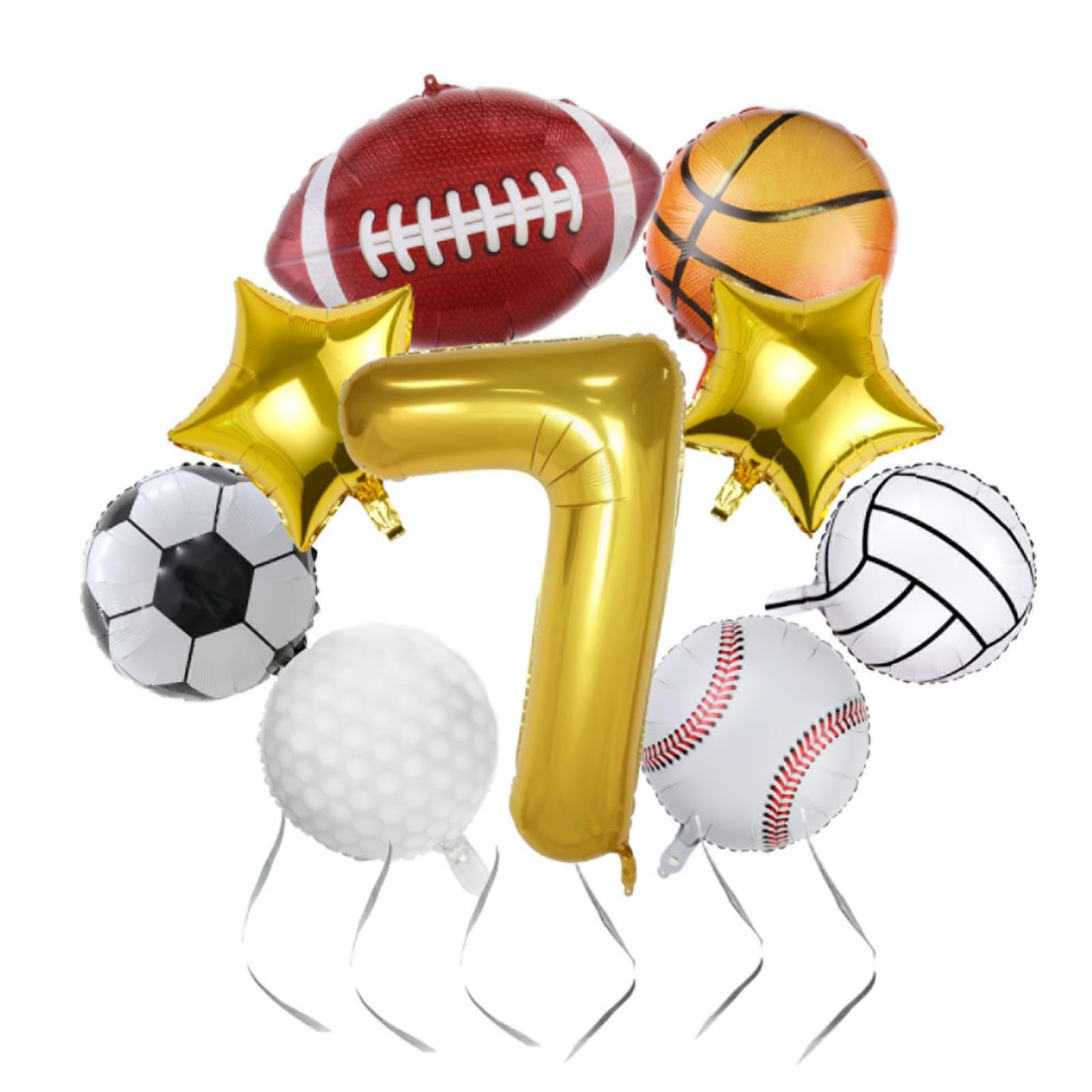 9 Pieces Sports Balloons, Football, Baseball，Basketball, AFN1Soccer ...
