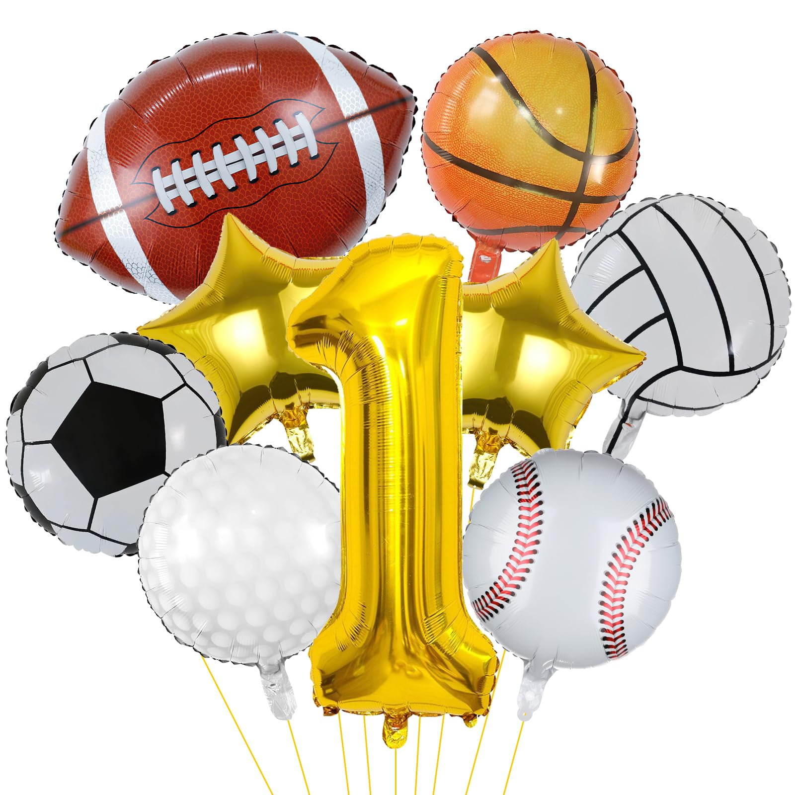 9 Pieces Sports Balloons, Football, Basketball, ZLK1 Baseball ...