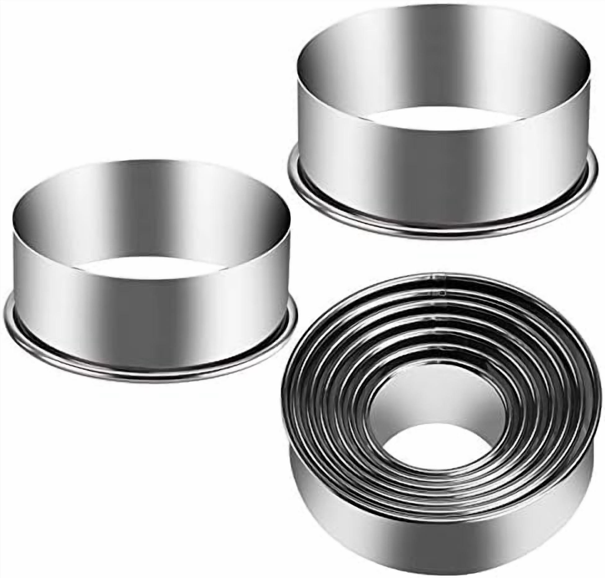 9 Pieces Stainless Steel Cookie Cutter Set Biscuit Plain Edge Round ...