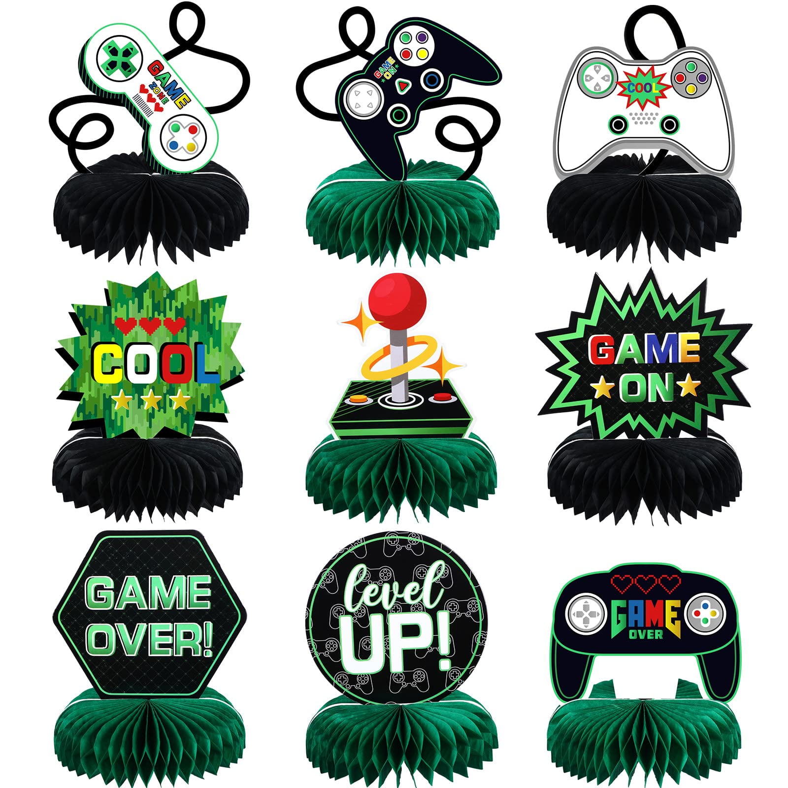 9 Pieces Video Game STF9 Honeycomb Table Centerpieces Video Game Table ...