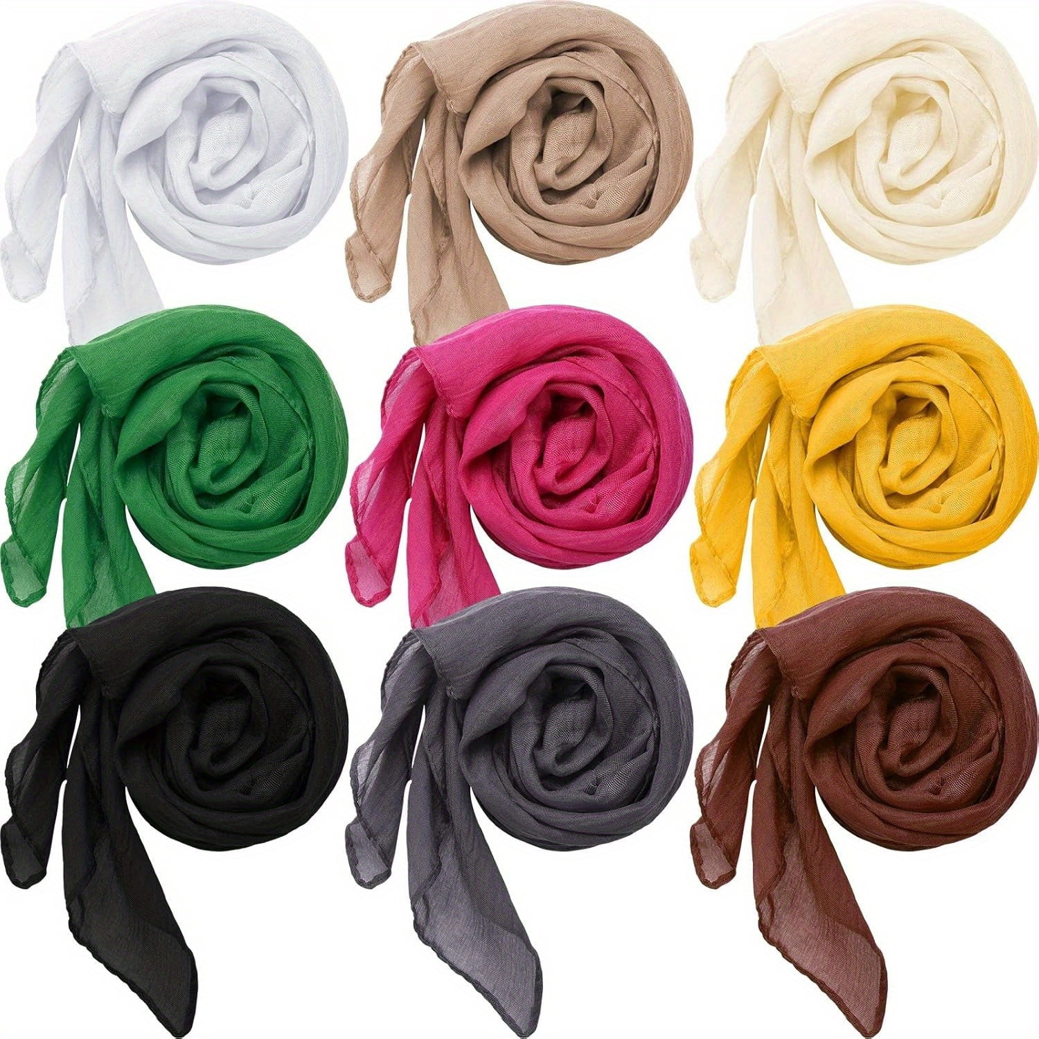 9 Pieces Women Scarf Shawl Wrap Head Scarves Big Head Scarf Soft Cotton ...