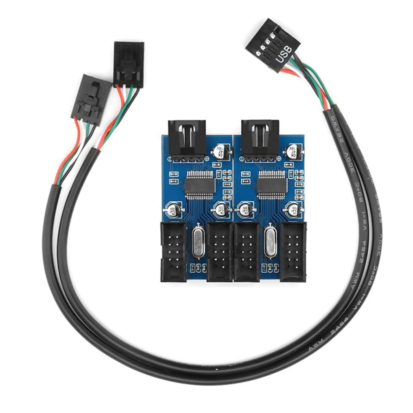 9 Pin Header Splitter Cable Desktop USB2.0 HUB Extension Splitter Cable ...
