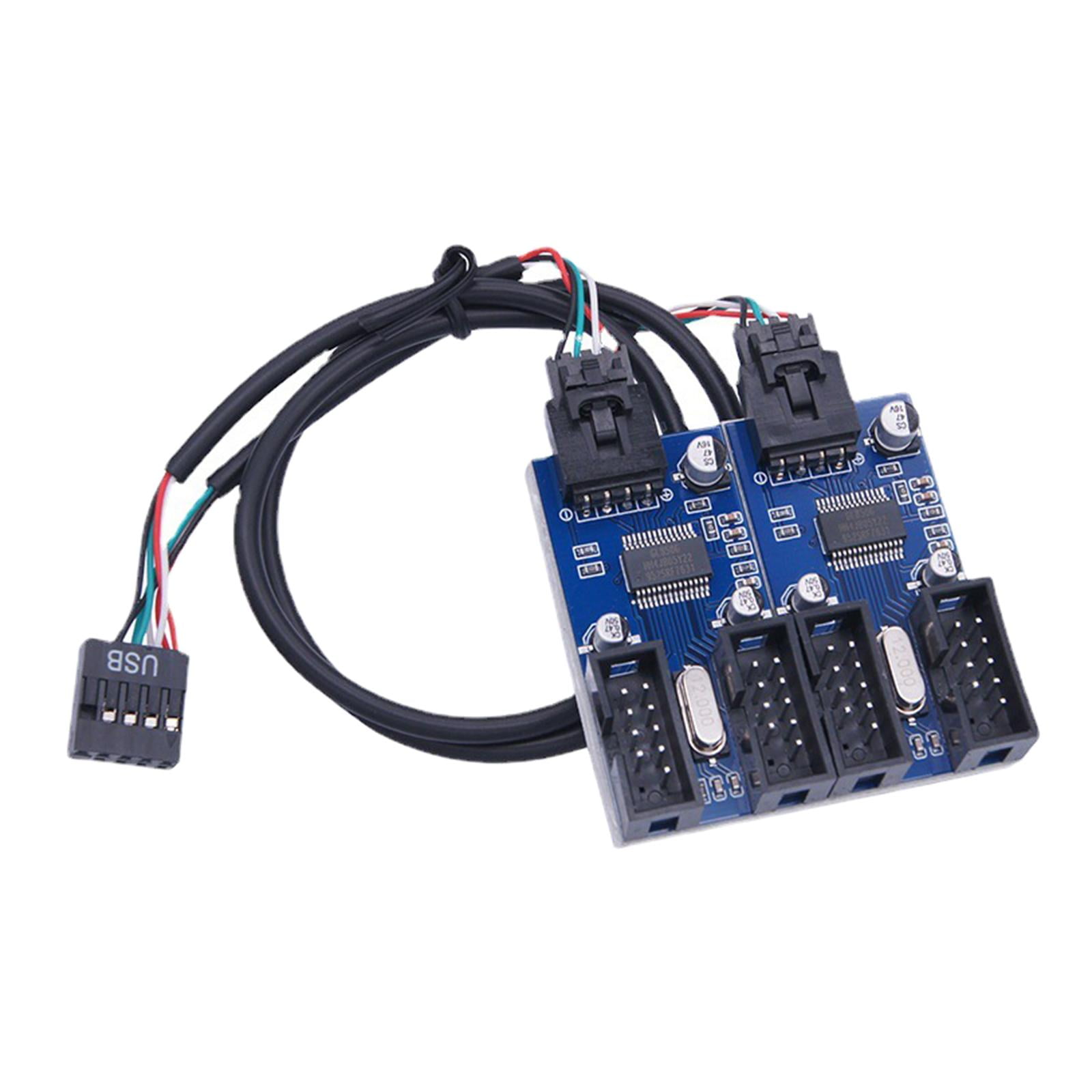 9 Pin USB Header Extension Cable Adapter Fan Splitter Cable Multiplier ...